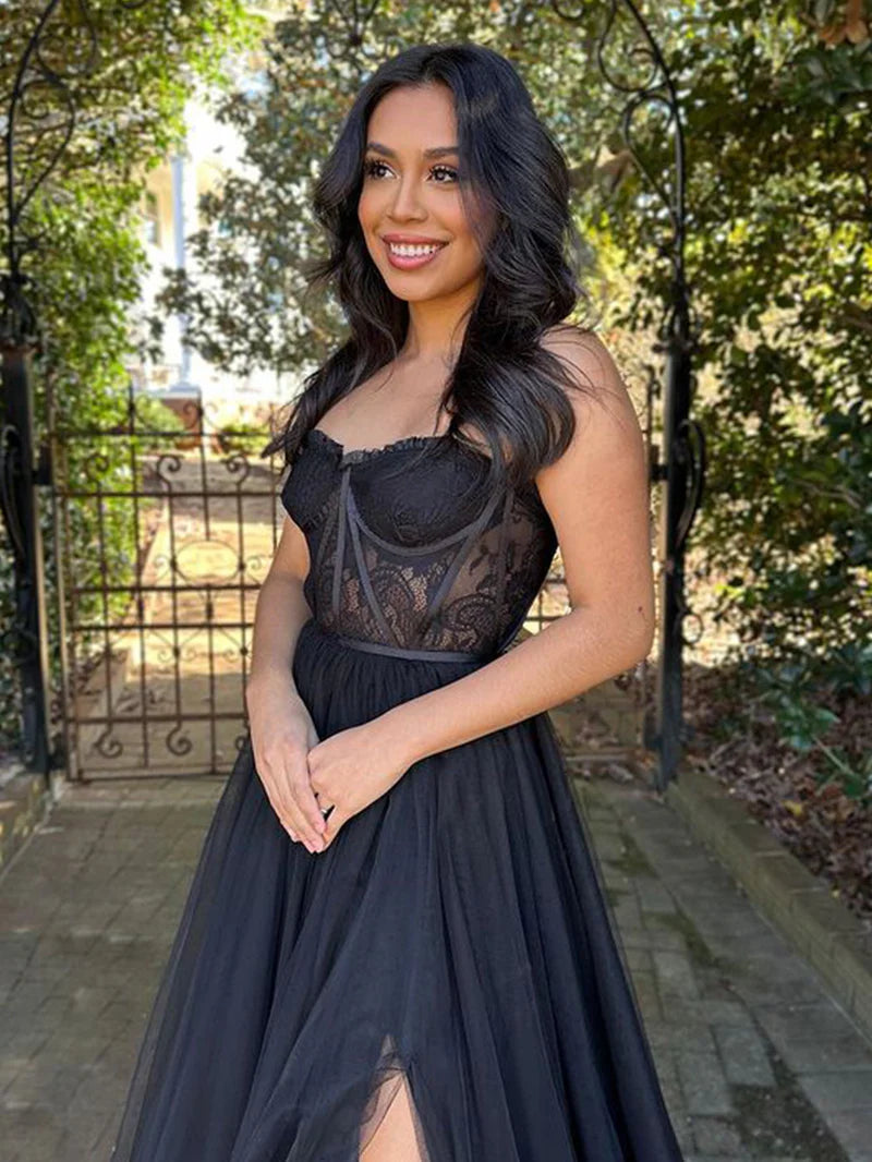 Chic Tulle A-Line Sweetheart Strapless Sheer Empire Prom Dress | Joyofdress