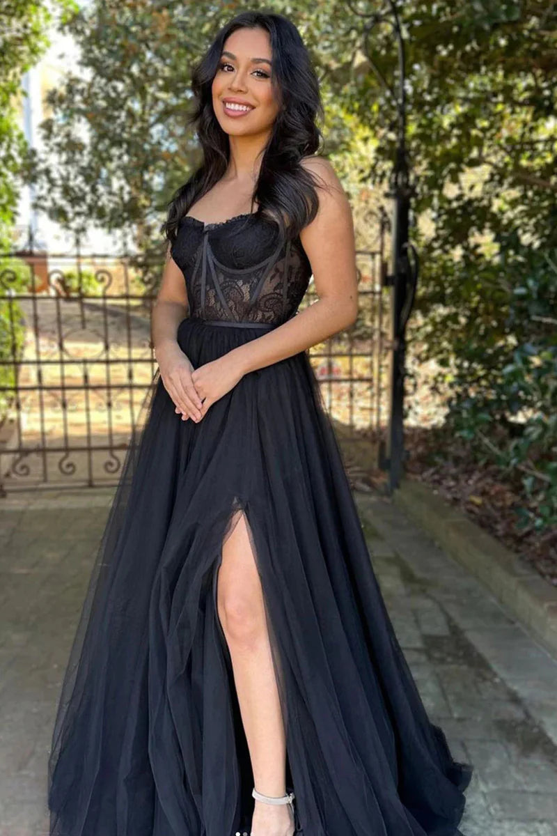 Chic Tulle A-Line Sweetheart Strapless Sheer Empire Prom Dress | Joyofdress