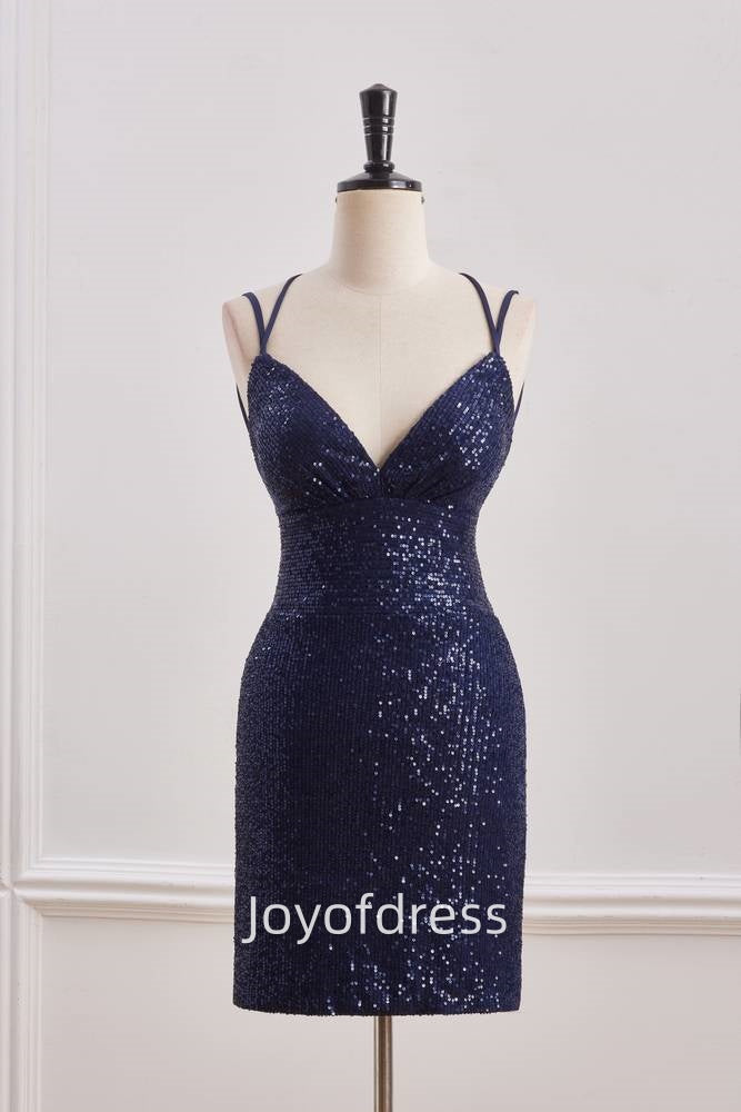 Sparkly Sequins V-Neck Sleeveless Fitted Homecoming Dress